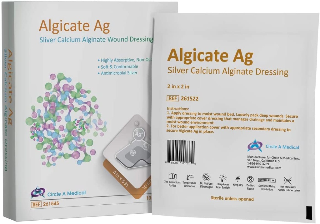 Silver Calcium Alginate Dressing, 4" x 5", Sterile 1s, 10/bx ...