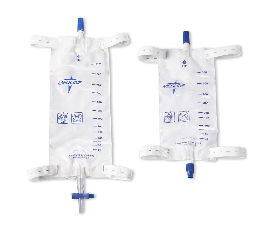 Urinary Leg Bag Medline® Anti-Reflux Valve Sterile Fluid Path 600 mL ...