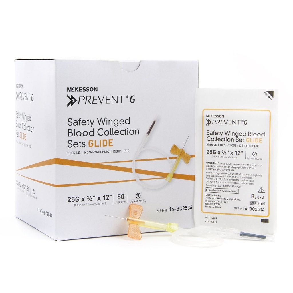 McKesson Prevent® G Blood Collection Set 25 Gauge 3/4 Inch Needle ...
