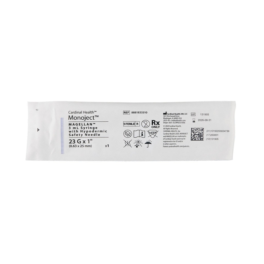 Syringe with Hypodermic Needle Magellan™ 3 mL 23 Gauge 1 Inch Attached ...